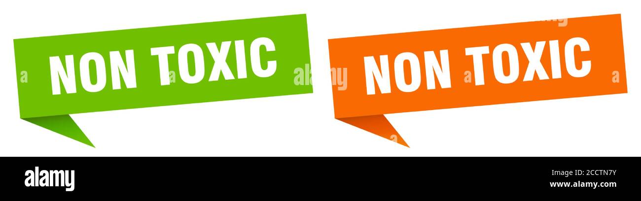 non toxic banner sign. non toxic speech bubble label set Stock Vector ...