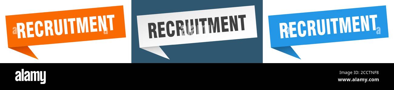 recruitment banner sign. recruitment speech bubble label set Stock ...