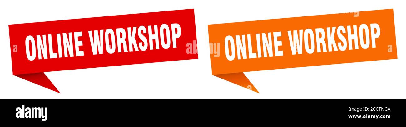 online workshop banner sign. online workshop speech bubble label set ...