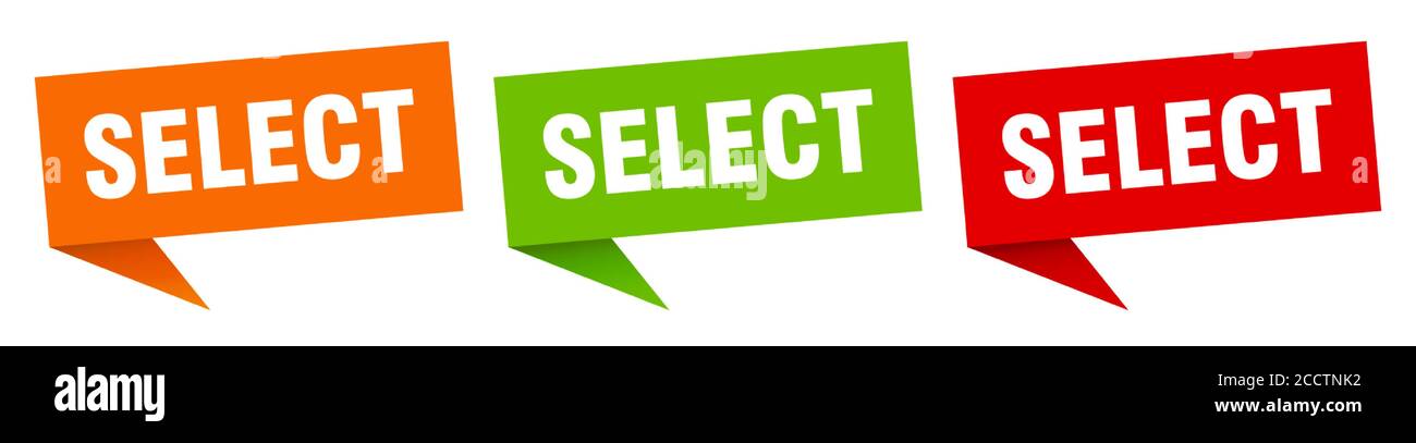 select banner sign. select speech bubble label set Stock Vector Image ...