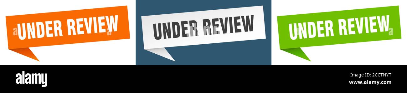 under review banner sign. under review speech bubble label set Stock ...