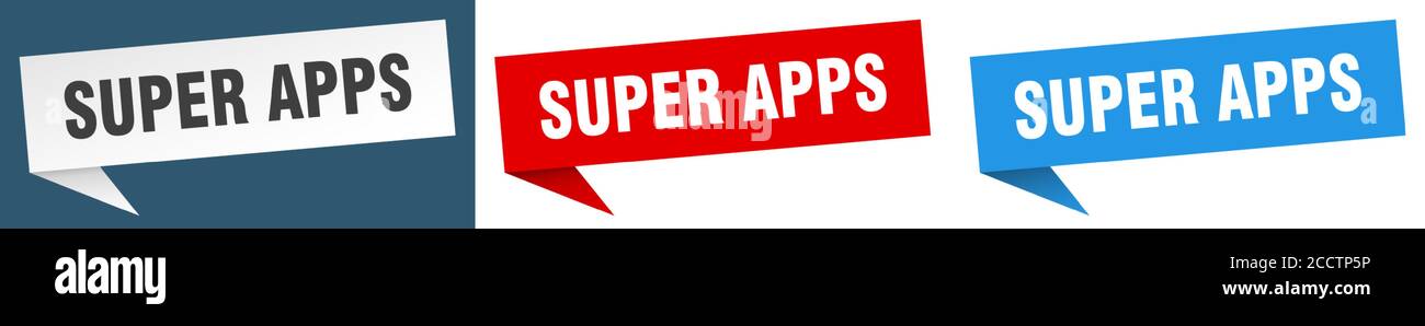 super apps banner sign. super apps speech bubble label set Stock Vector ...