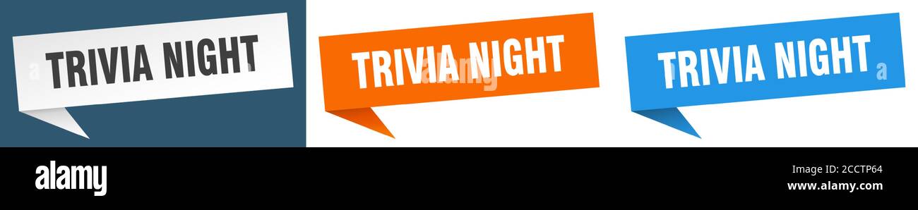 trivia night banner sign. trivia night speech bubble label set Stock ...
