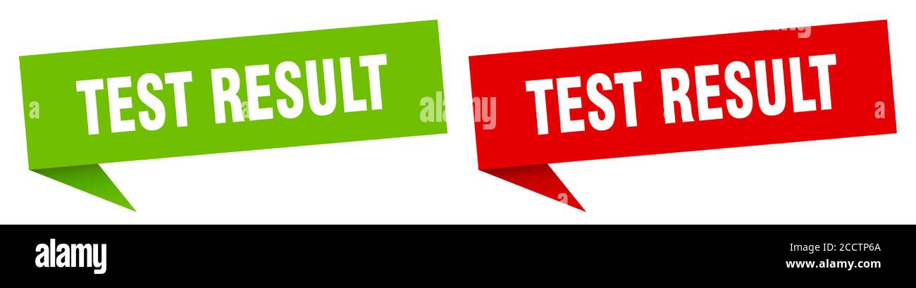 test result banner sign. test result speech bubble label set Stock ...