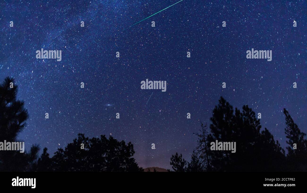 Perseid Meteors with the Milky Way Galaxy during the Perseids Meteor ...