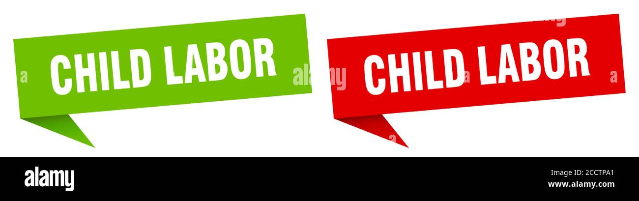 child labor banner sign. child labor speech bubble label set Stock ...