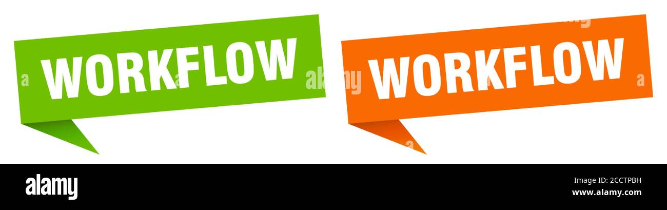 workflow banner sign. workflow speech bubble label set Stock Vector ...