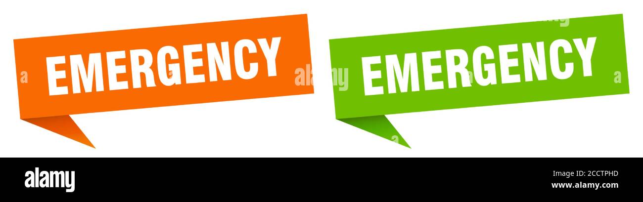 emergency banner sign. emergency speech bubble label set Stock Vector ...