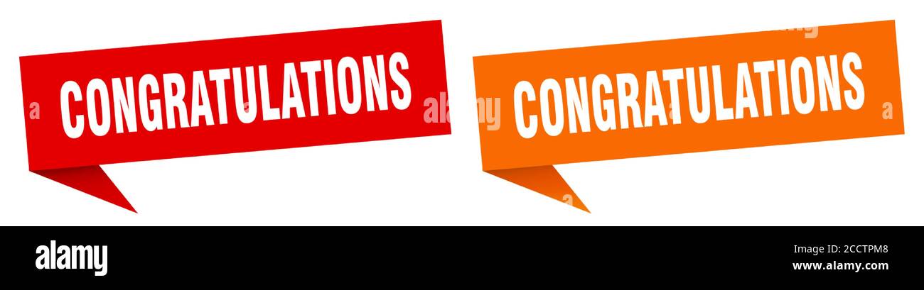 congratulations banner sign. congratulations speech bubble label set ...