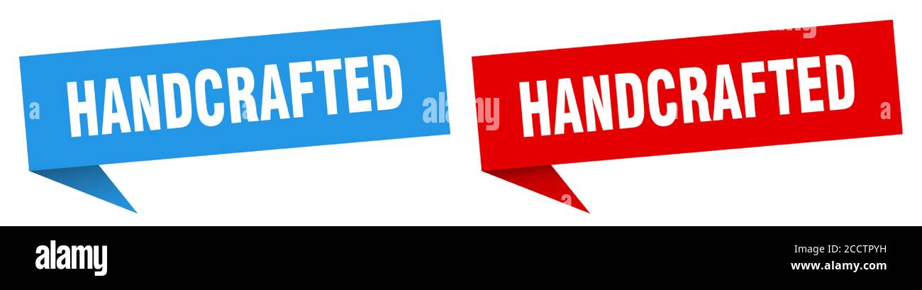 hand crafted banner sign. hand crafted speech bubble label set Stock ...