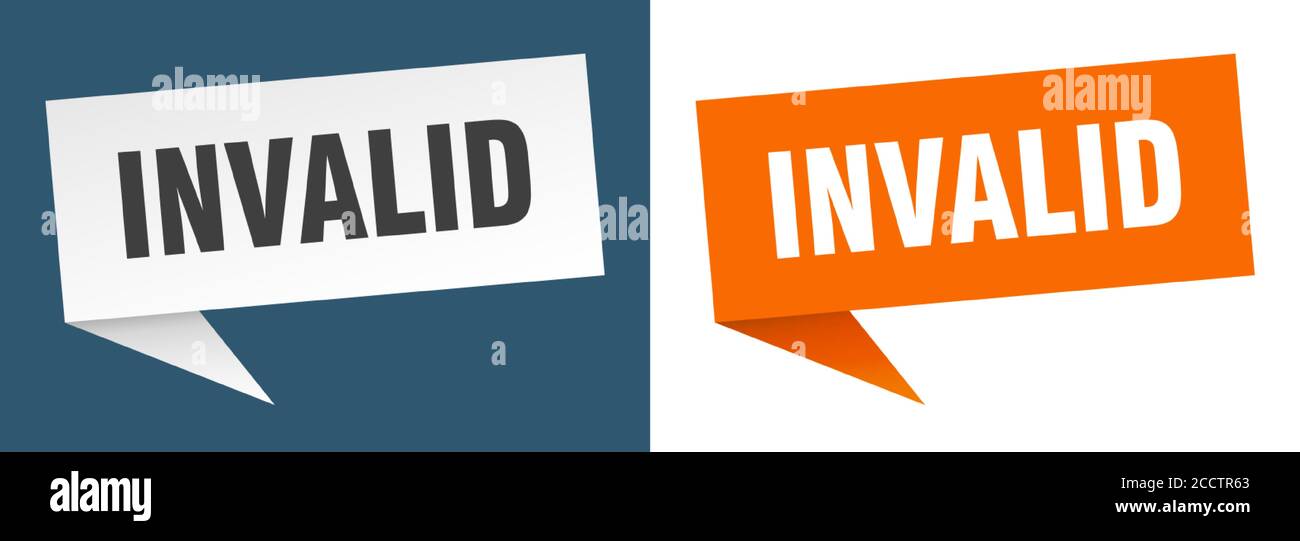 invalid banner sign. invalid speech bubble label set Stock Vector Image ...