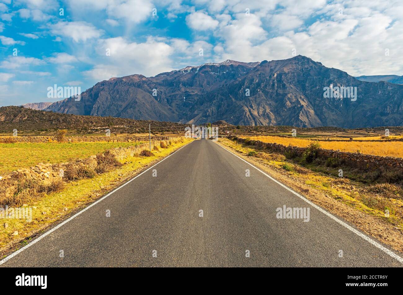On the road by the Colca Canyon and the Condor's Cross, Arequipa region ...