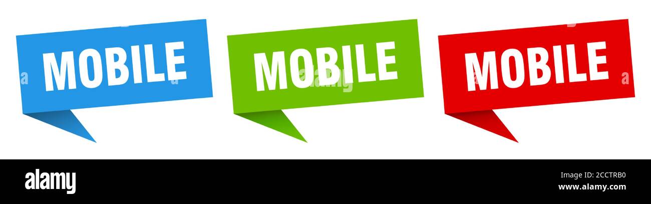 mobile banner sign. mobile speech bubble label set Stock Vector Image ...