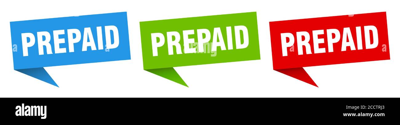 prepaid banner sign. prepaid speech bubble label set Stock Vector Image ...