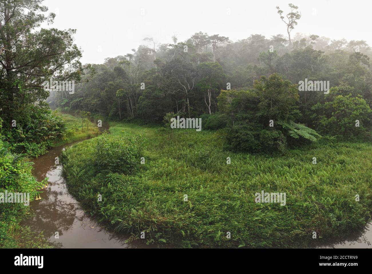 High resolution wide angle panorama - calm morning in tropical ...