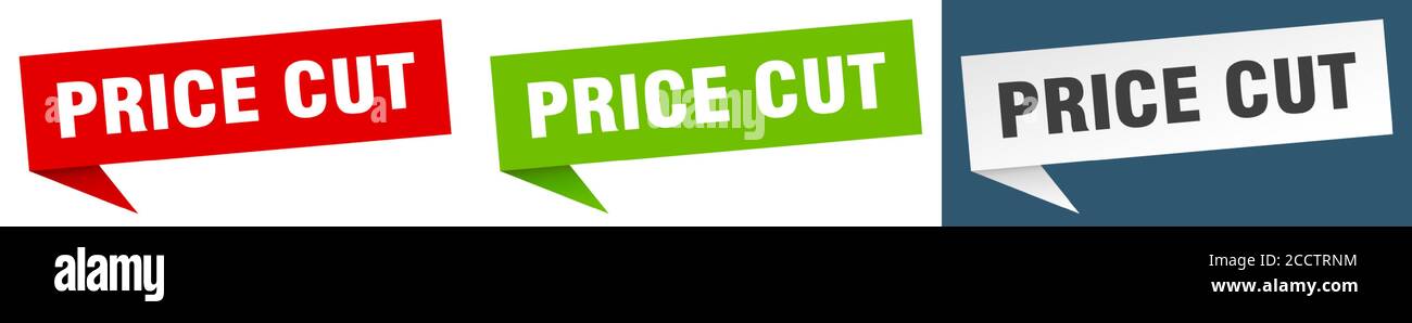 price cut banner sign. price cut speech bubble label set Stock Vector ...