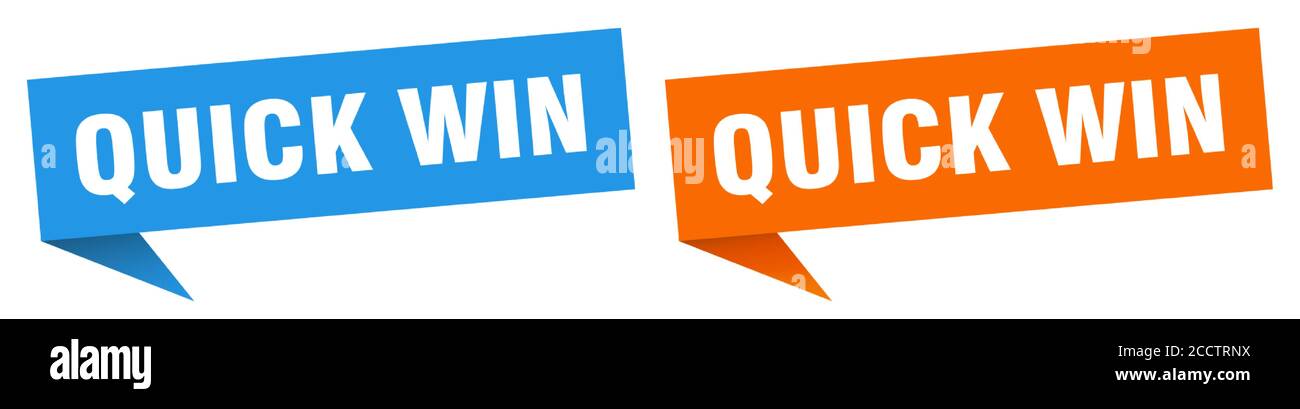 quick win banner sign. quick win speech bubble label set Stock Vector ...