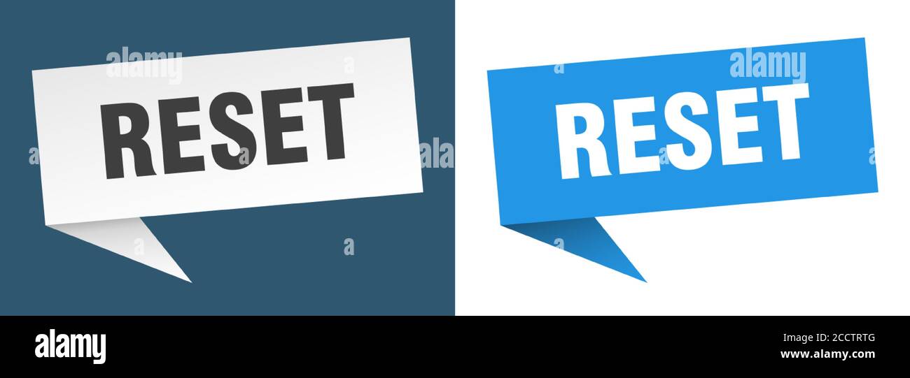reset banner sign. reset speech bubble label set Stock Vector Image ...