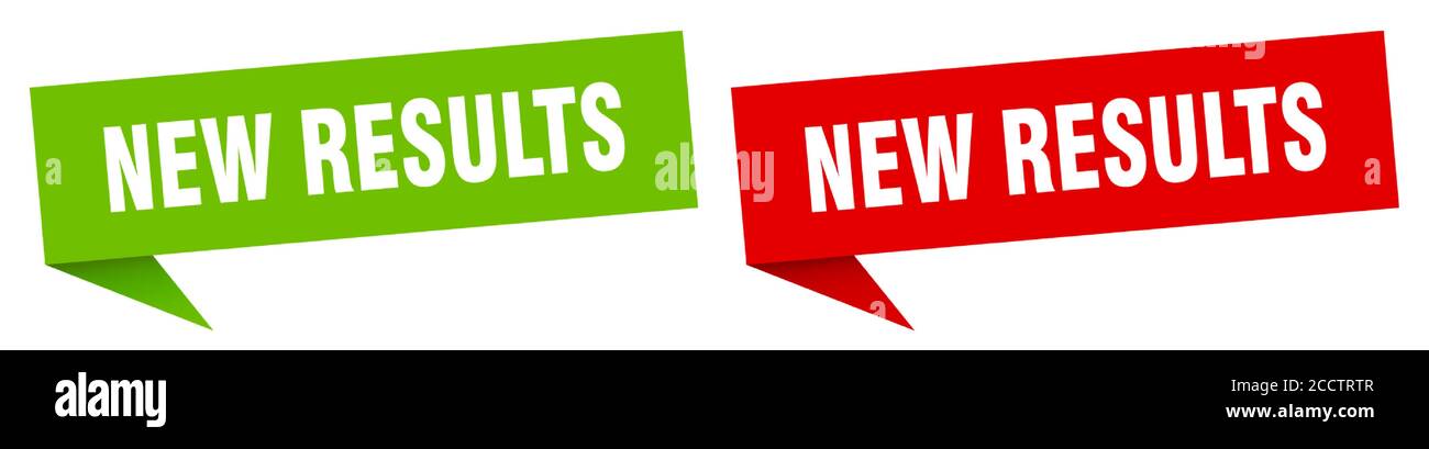 new results banner sign. new results speech bubble label set Stock ...