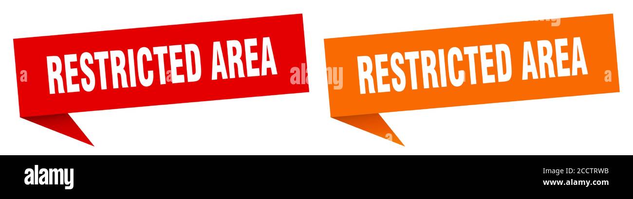 restricted area banner sign. restricted area speech bubble label set ...
