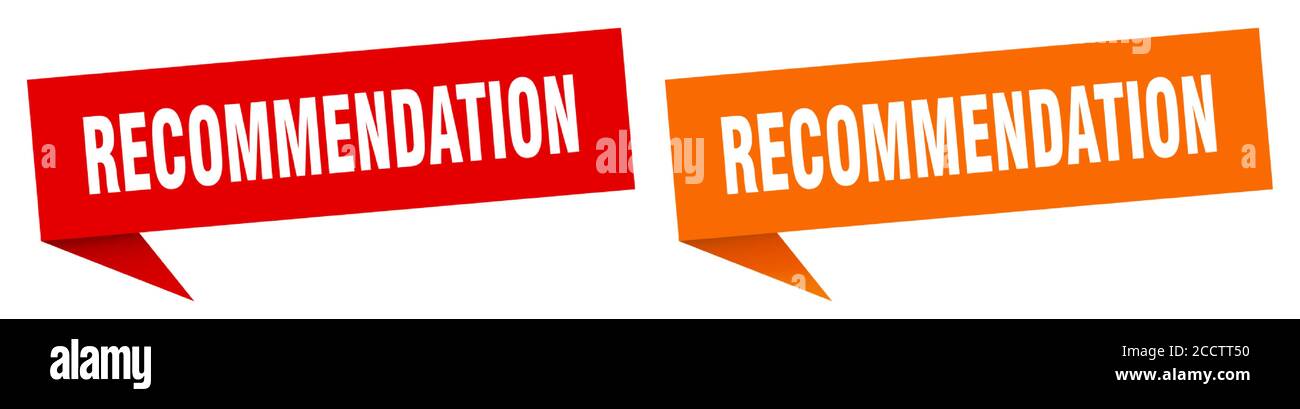 recommendation banner sign. recommendation speech bubble label set ...