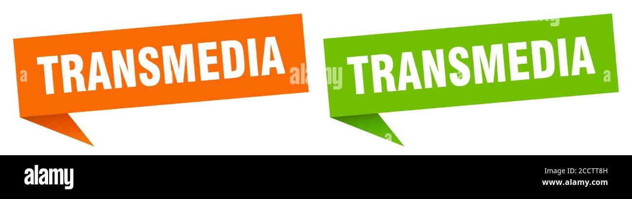 transmedia banner sign. transmedia speech bubble label set Stock Vector ...