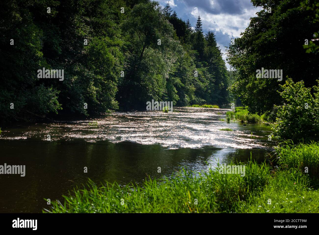 The River Till a tributary of the River Tweed near Etal, Northumberland ...