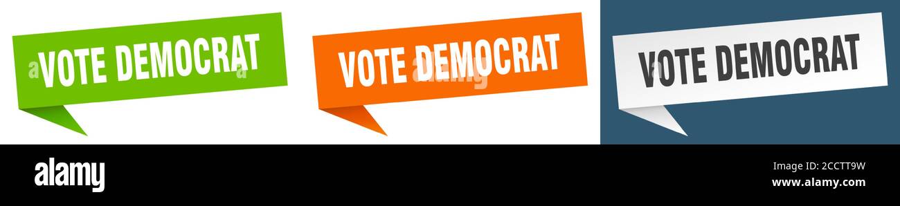 vote democrat banner sign. vote democrat speech bubble label set Stock ...