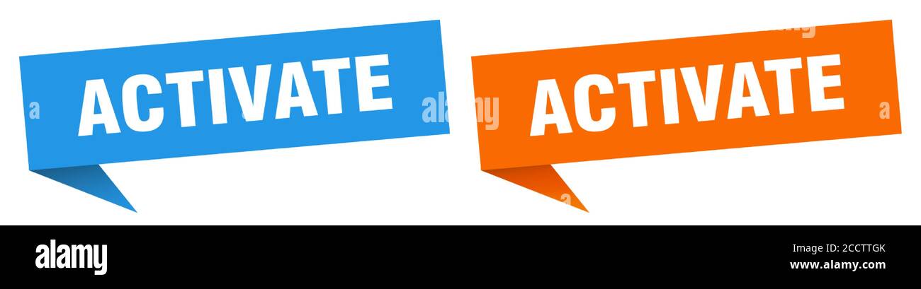 activate banner sign. activate speech bubble label set Stock Vector ...