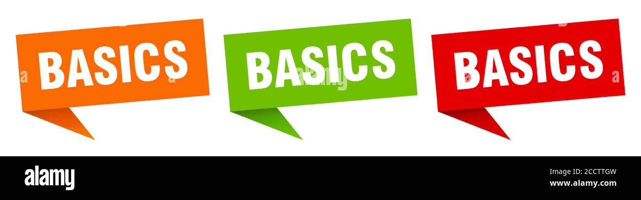 basics banner sign. basics speech bubble label set Stock Vector Image ...