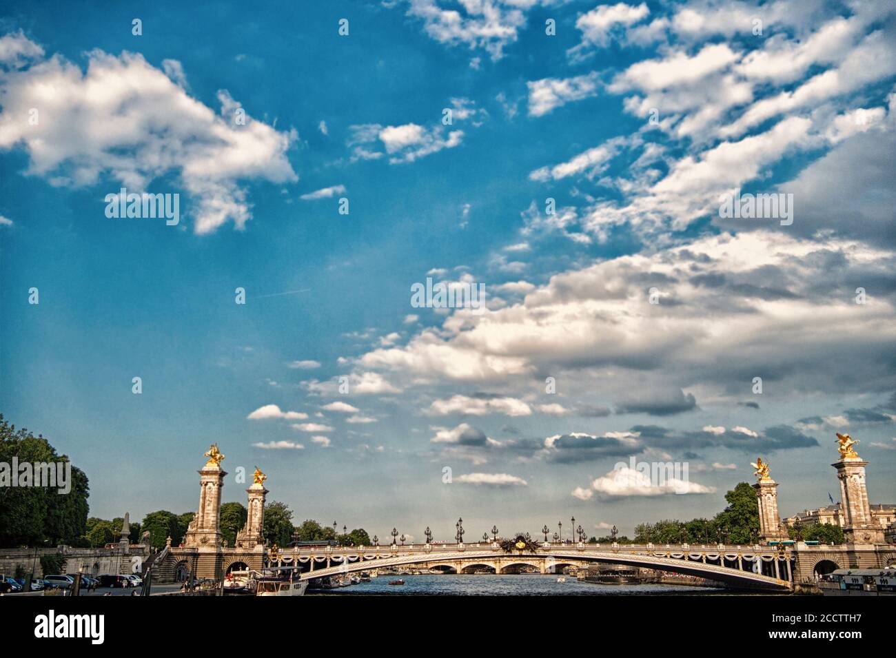 Paris, France - June 01, 2017: deck arch bridge over Seine river. Pont ...