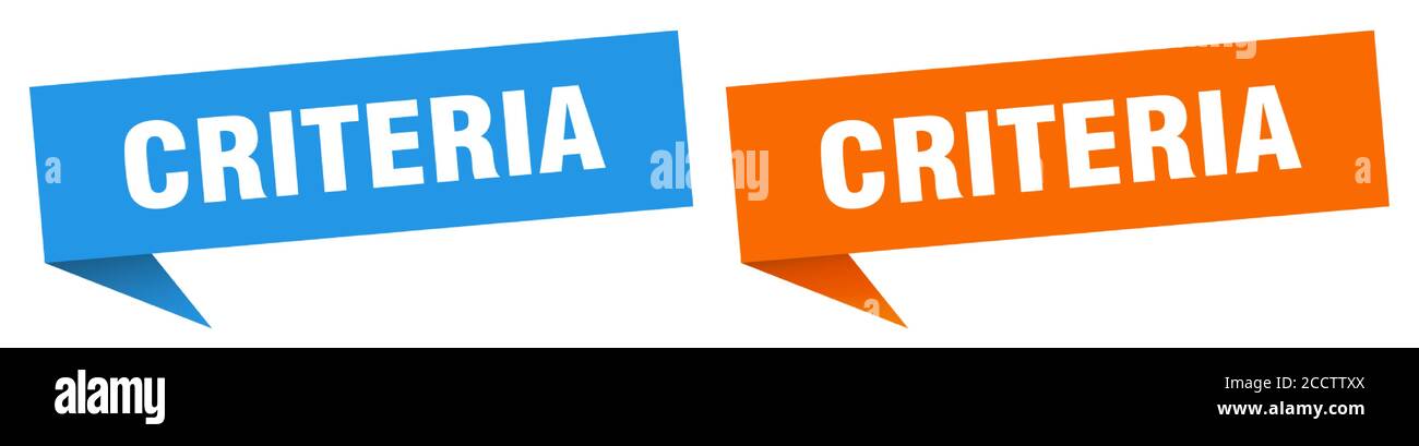 criteria banner sign. criteria speech bubble label set Stock Vector ...