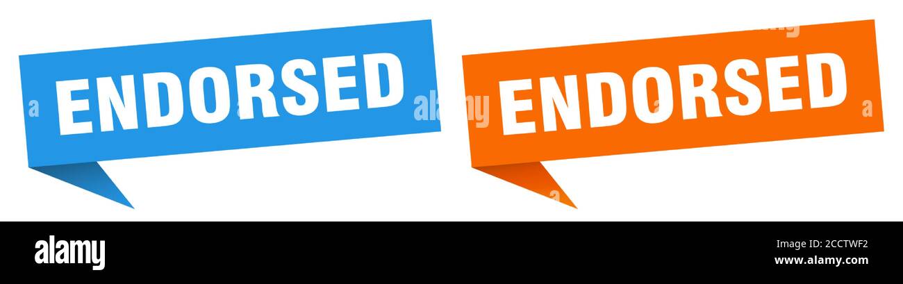 endorsed banner sign. endorsed speech bubble label set Stock Vector ...