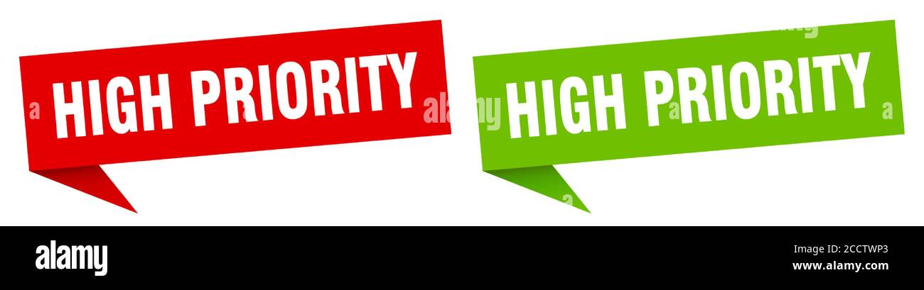 high priority banner sign. high priority speech bubble label set Stock ...