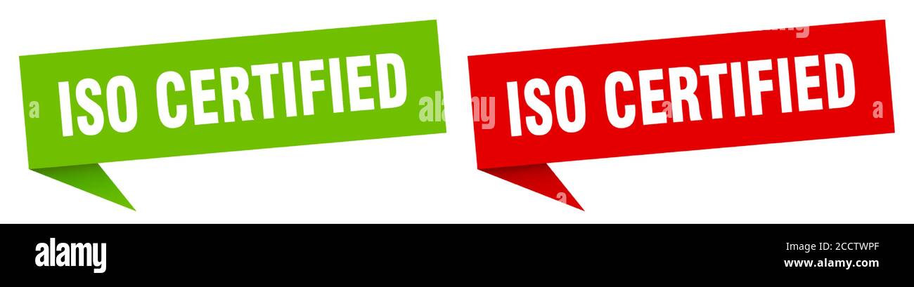 iso certified banner sign. iso certified speech bubble label set Stock ...