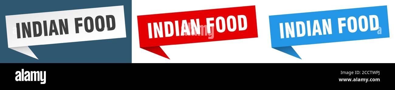 indian food banner sign. indian food speech bubble label set Stock ...