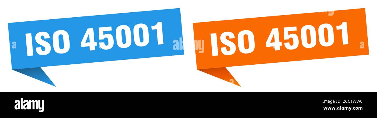 iso 45001 banner sign. iso 45001 speech bubble label set Stock Vector ...