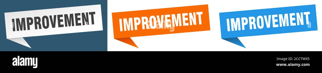 improvement banner sign. improvement speech bubble label set Stock ...