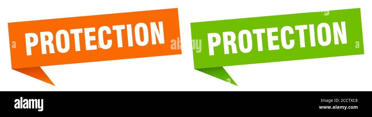 protection banner sign. protection speech bubble label set Stock Vector ...