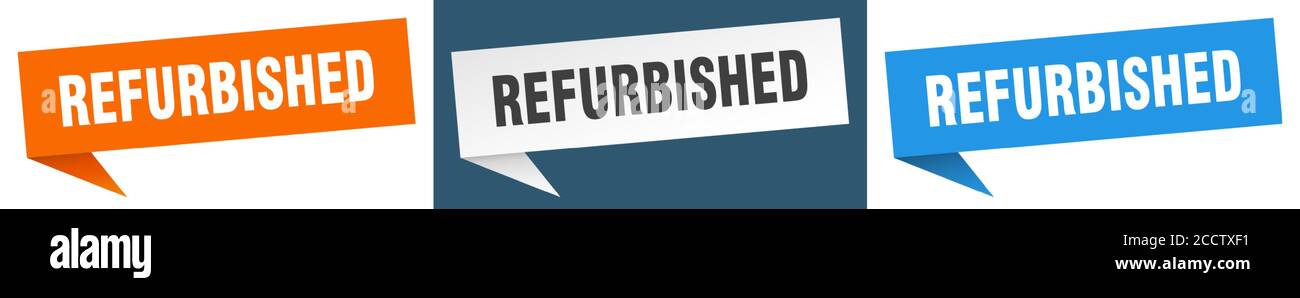 refurbished banner sign. refurbished speech bubble label set Stock ...
