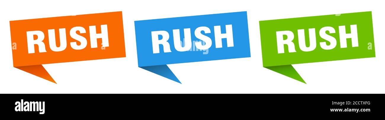 rush banner sign. rush speech bubble label set Stock Vector Image & Art ...