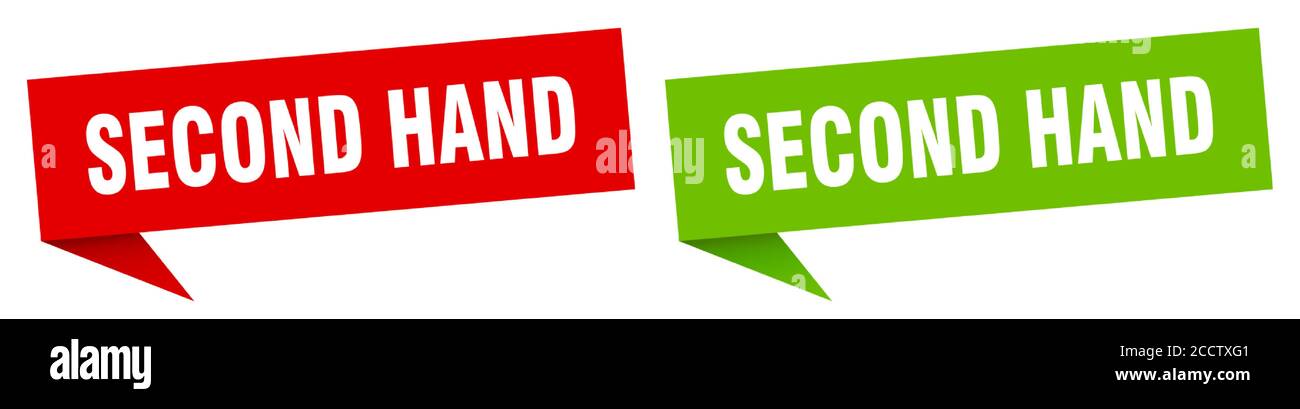 second hand banner sign. second hand speech bubble label set Stock ...
