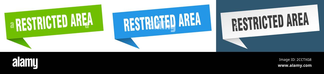 restricted area banner sign. restricted area speech bubble label set ...