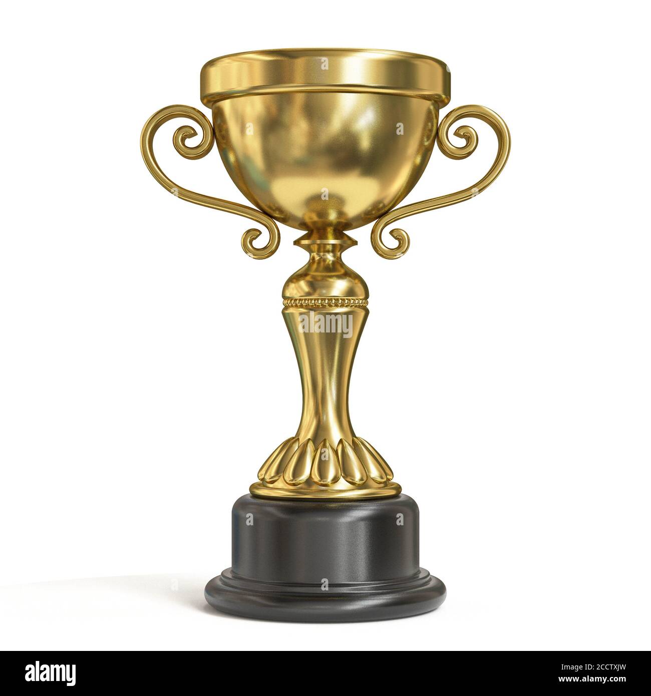Golden trophy 3D render illustration isolated on white background Stock ...