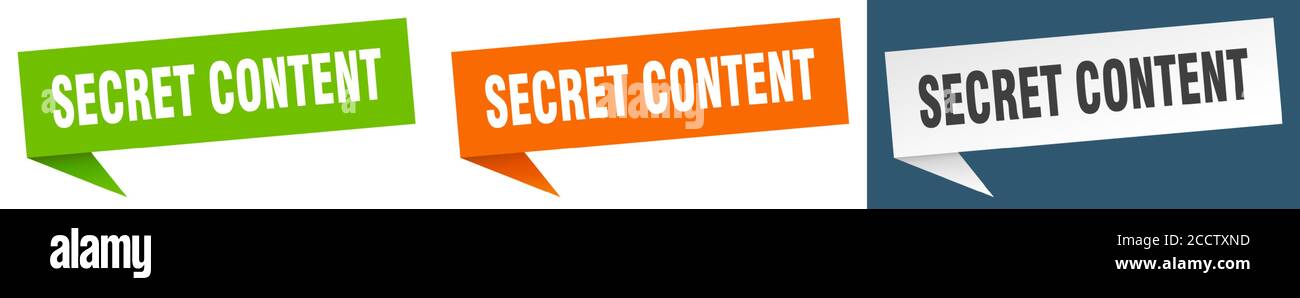 secret content banner sign. secret content speech bubble label set ...