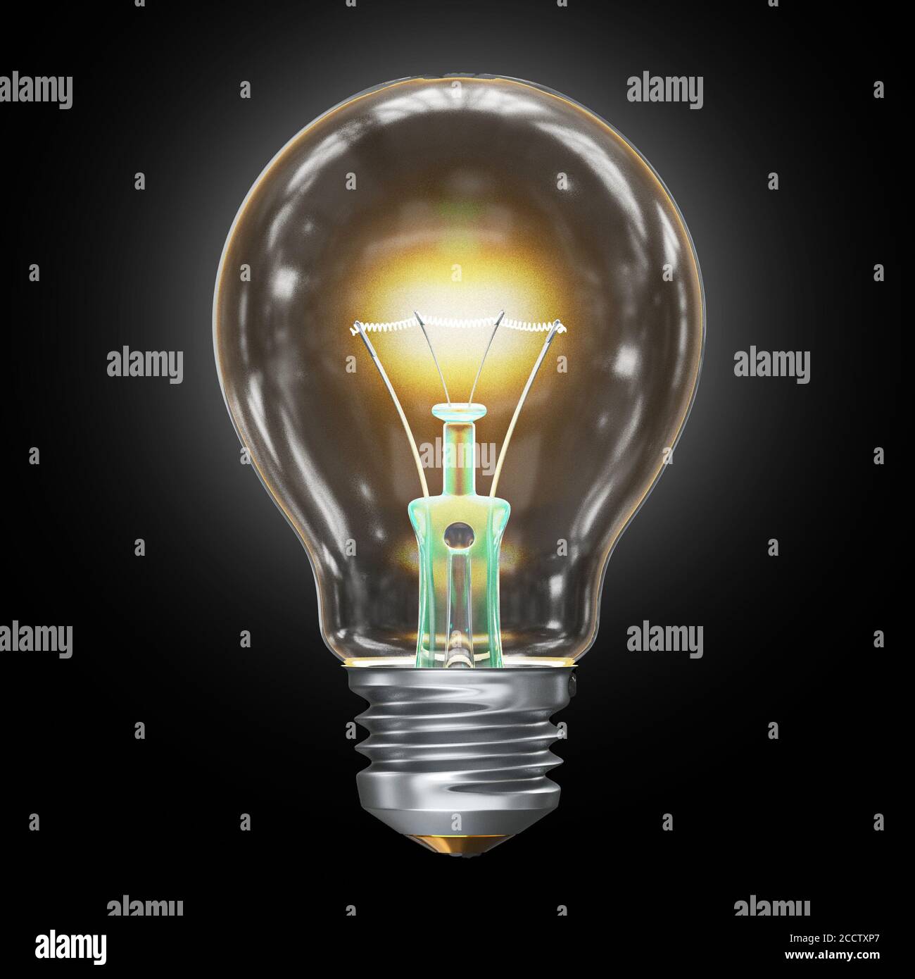 Light bulb 3D render illustration isolated on black background Stock ...
