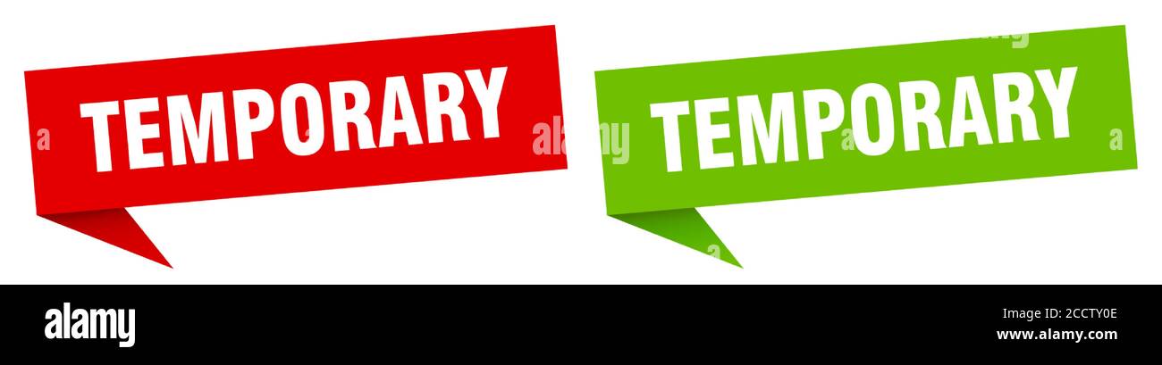 temporary banner sign. temporary speech bubble label set Stock Vector ...