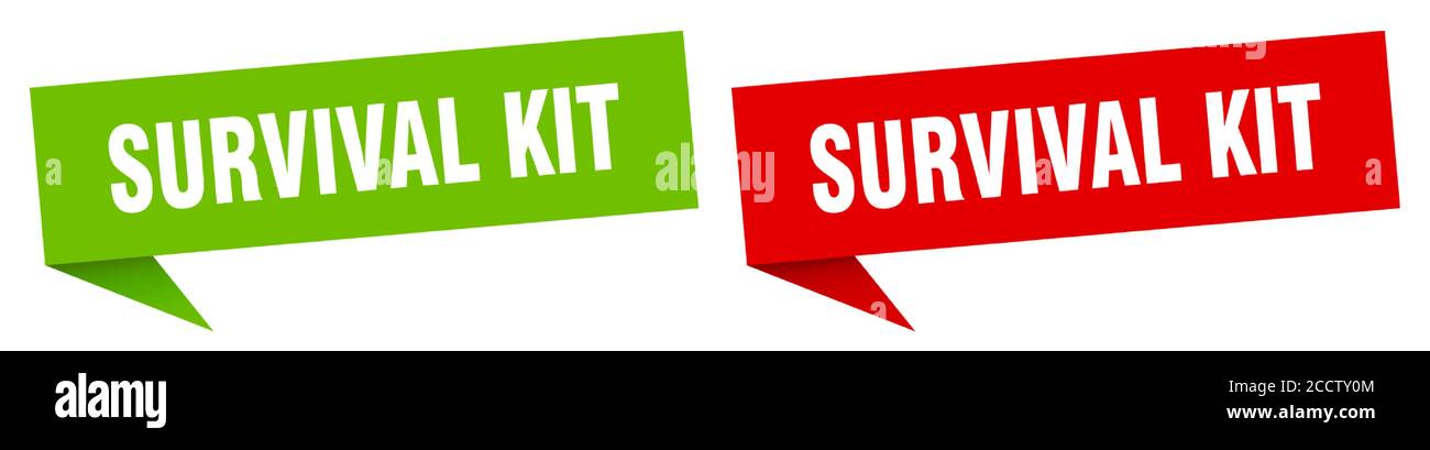 survival kit banner sign. survival kit speech bubble label set Stock ...