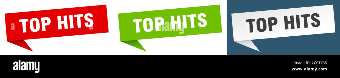 top hits banner sign. top hits speech bubble label set Stock Vector ...