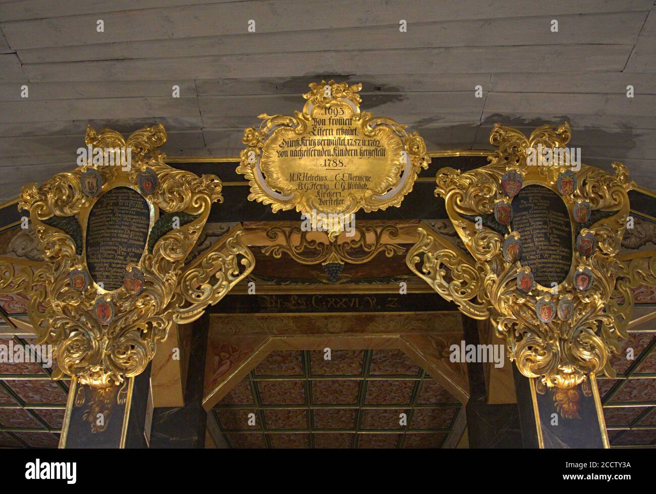 Christian shield emblems of a golden color Stock Photo - Alamy